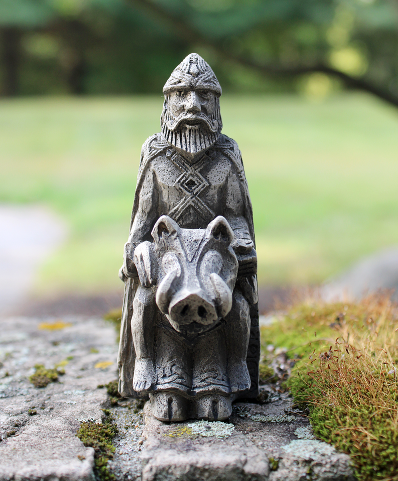 Freyr Figurine - Stone Finish - Norse God of Harvest Viking Statue ...