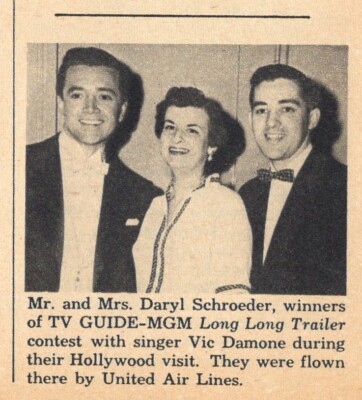 1954 TV AD ~ DARYL SCHROEDER WINNER TV GUIDE-MGM LONG LONG TRAILER ...