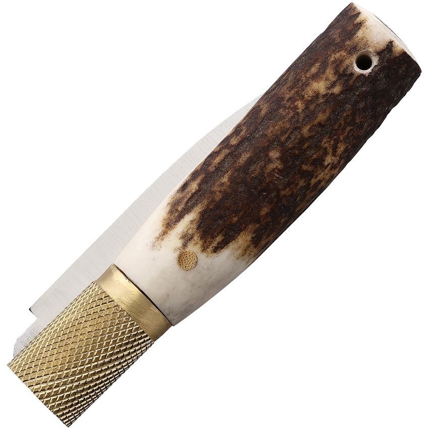 Jose Da Cruz Large Stag Handle Folder Knife Brass Locking Ferrule ...