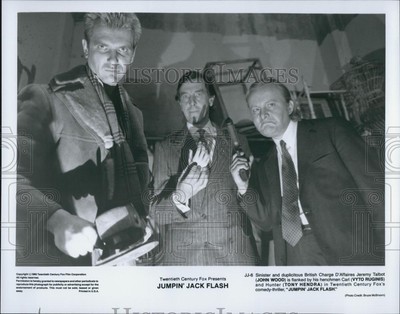 1986 Press Photo John Wood, Vyto Rugins Tony Hendra in "Jumpin' Jack ...