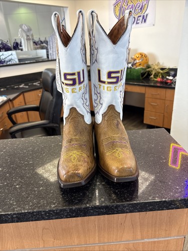 MEN LSU Antique Tan COWBOY BOOT SIZE 10D | eBay