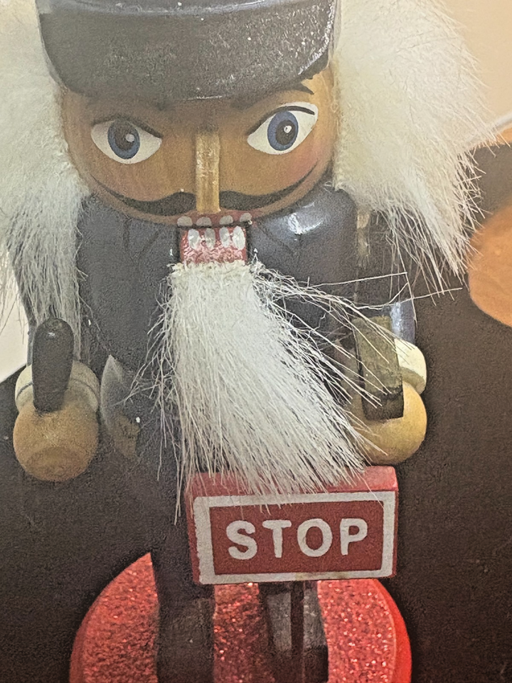 Police Officer Wood Nutcracker Figurine Traffic Cop Batton Stop Sign ...