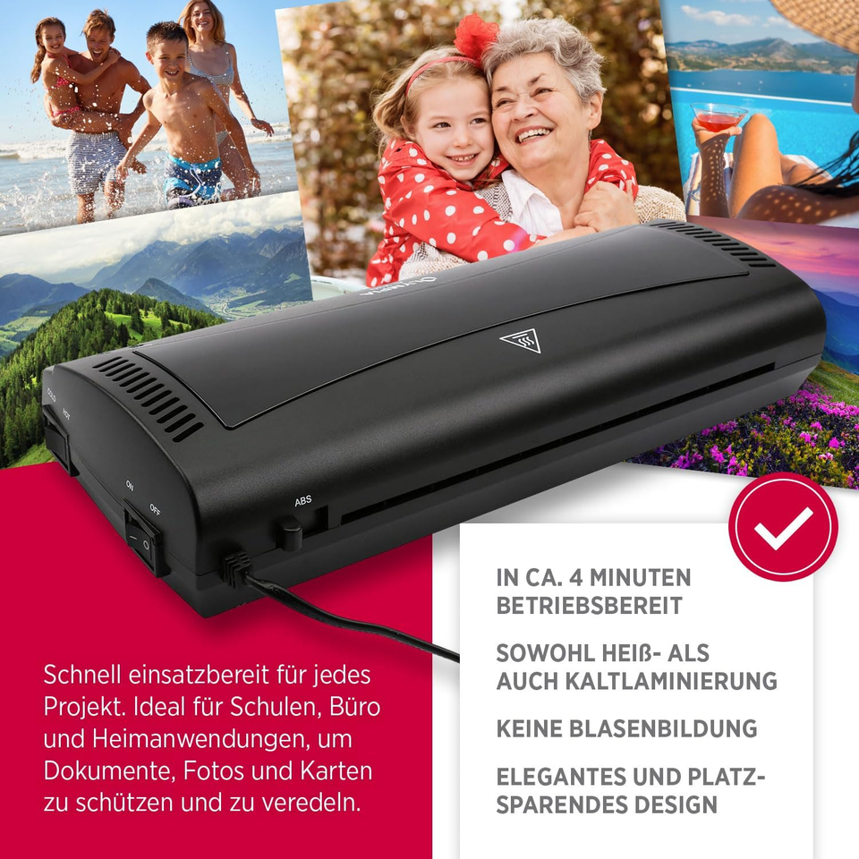 a 230, Set Di Plastificazione 4 in 1 per A4, 75-125 Micron, Nero, 3113 ...