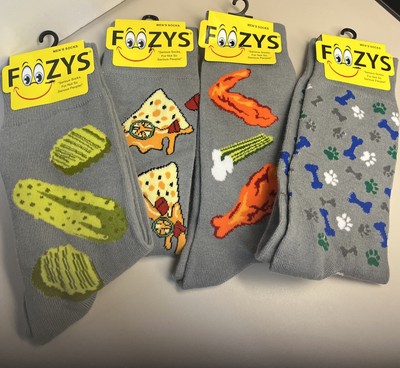 Foozy’s Pizza Pickles Dog Bones Wings Novelty Crew Sock Mens Size 9-11 ...