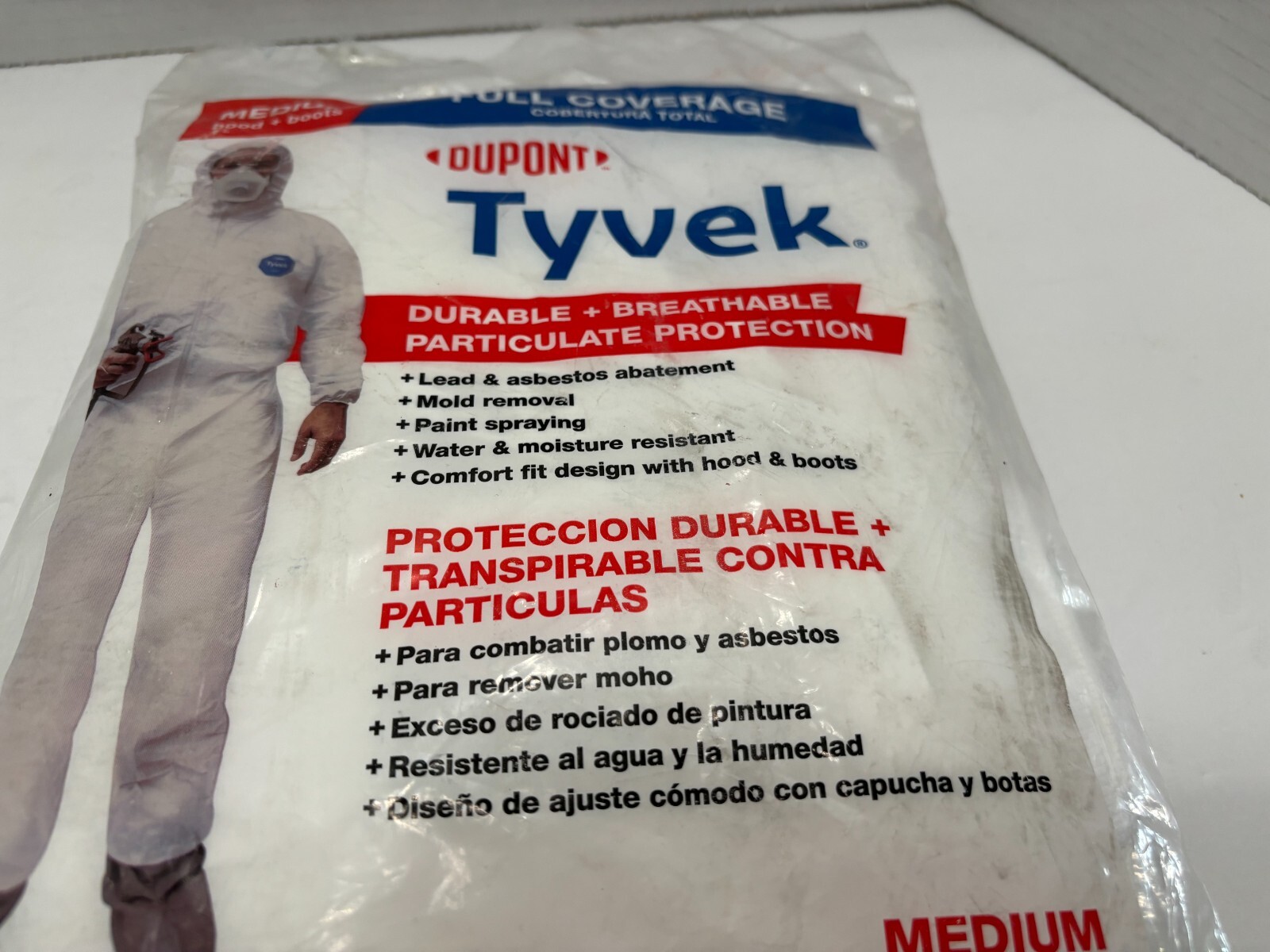 Dupont Disposable Tyvek Protective Coverall Clean Paint Bunny Suit Hood ...