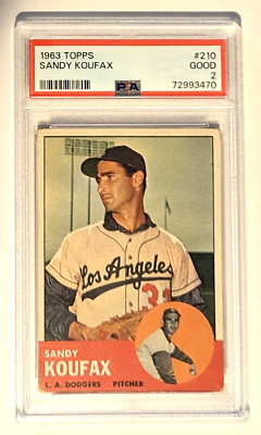 1963 Topps Baseball Sandy Koufax #210 Graded PSA 2 Los Angeles Dodgers ...