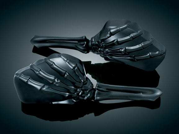 Kuryakyn Black Skeleton Hand Mirrors for Harley and Metric Models (ea ...