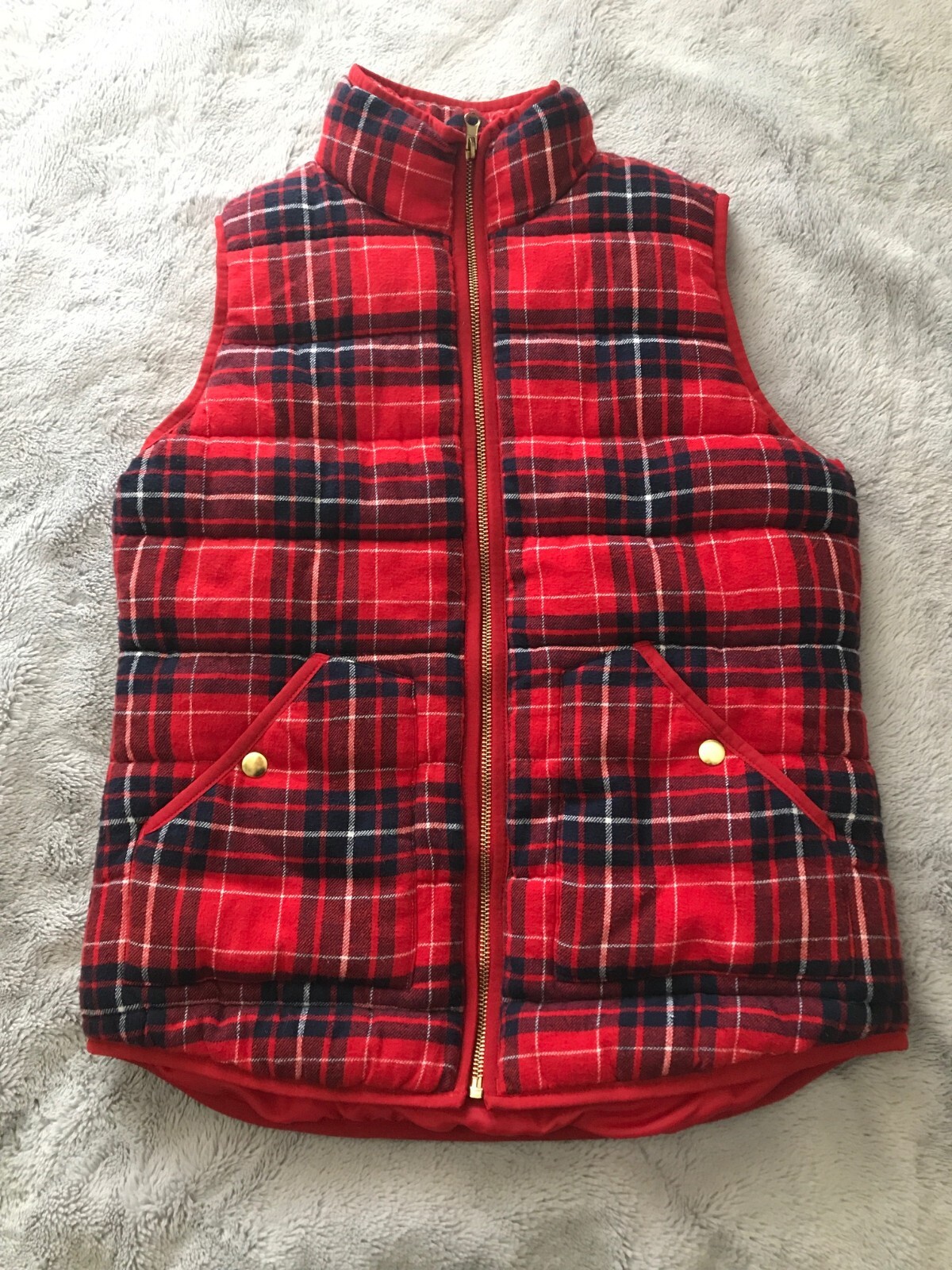 Merona Womens Red Quilted Plaid Puffer Vest. Size- Small | eBay