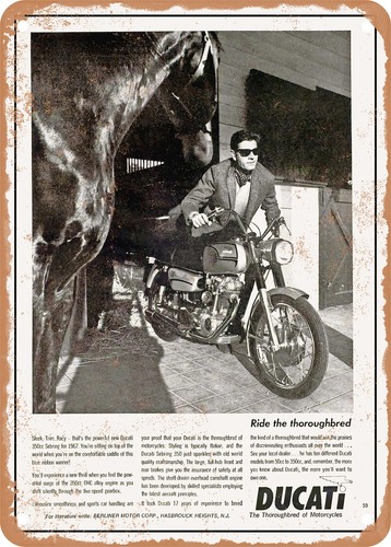 METAL SIGN - 1967 Ducati Sebring 350cc Ride the Thoroughbred Vintage Ad ...