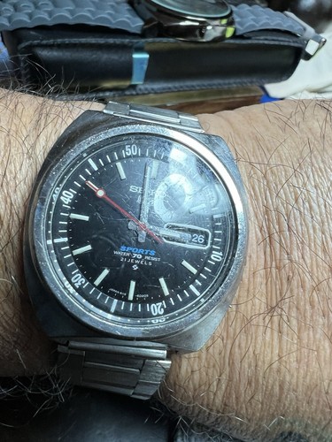 SEIKO WATCH| RARE VTG SS 6119-6023 SEIKO 5 DULL BLACK DIAL MENS ...