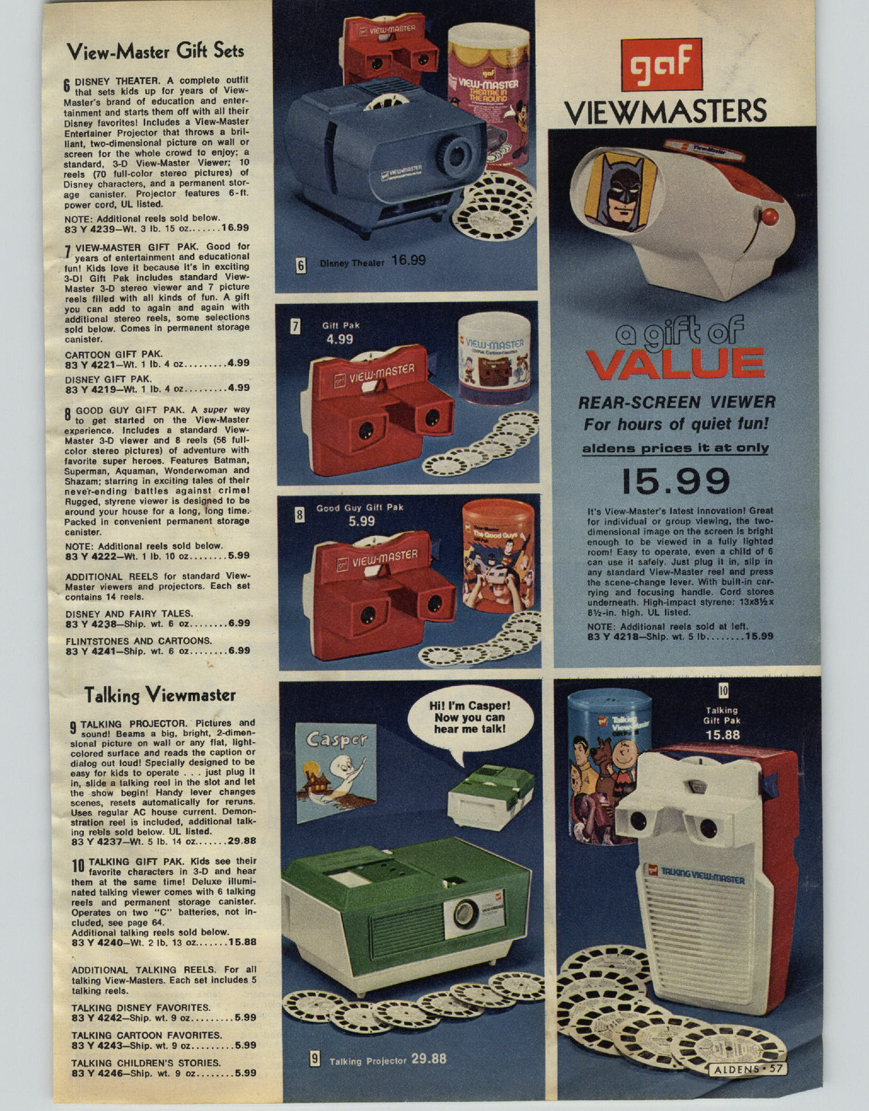 1975 PAPER AD Viewmaster Projector Talking Rear-Screen Viewer Gift Pak ...