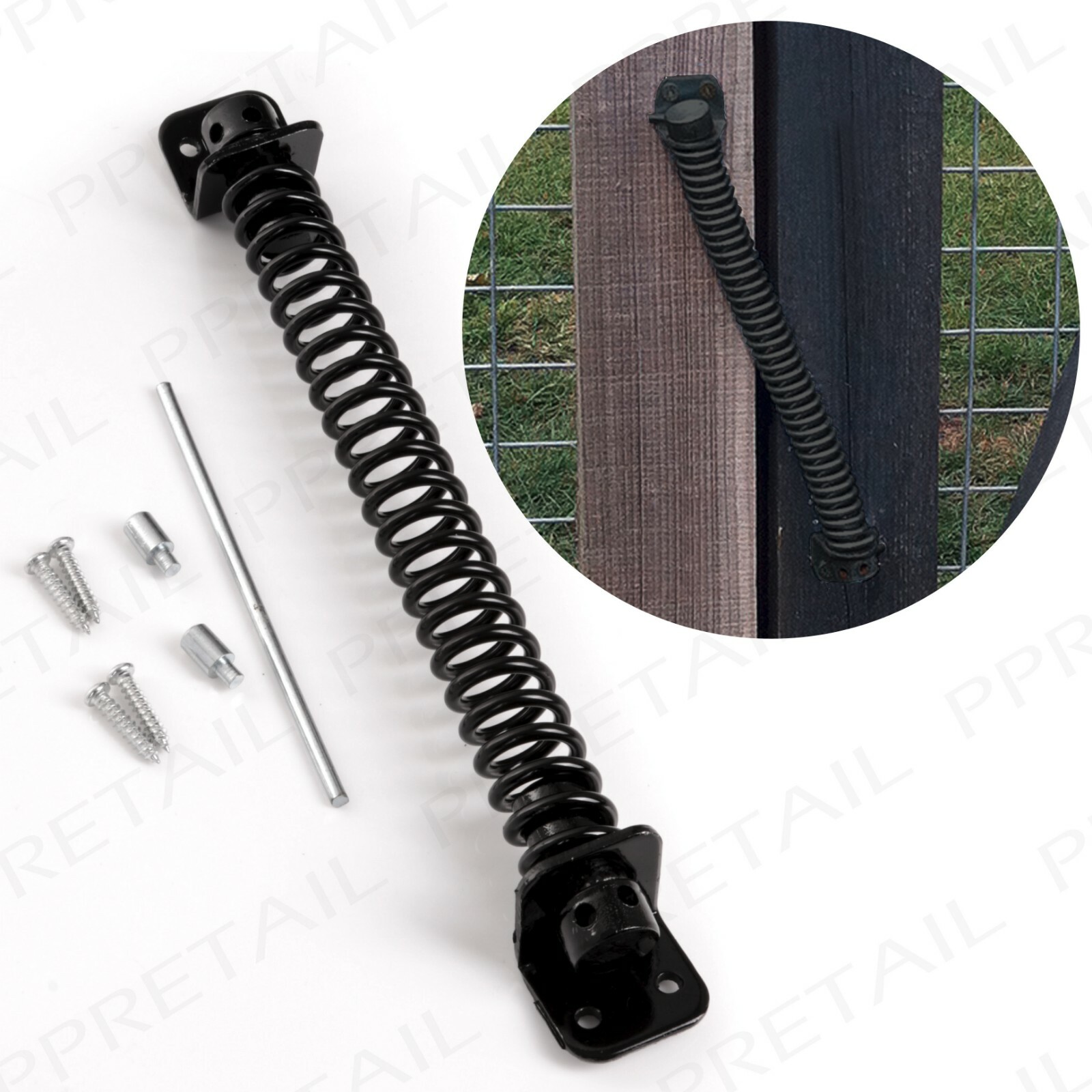 Weatherproof Gate Spring Black Steel 254mm 10" Adjustable Tension Door ...