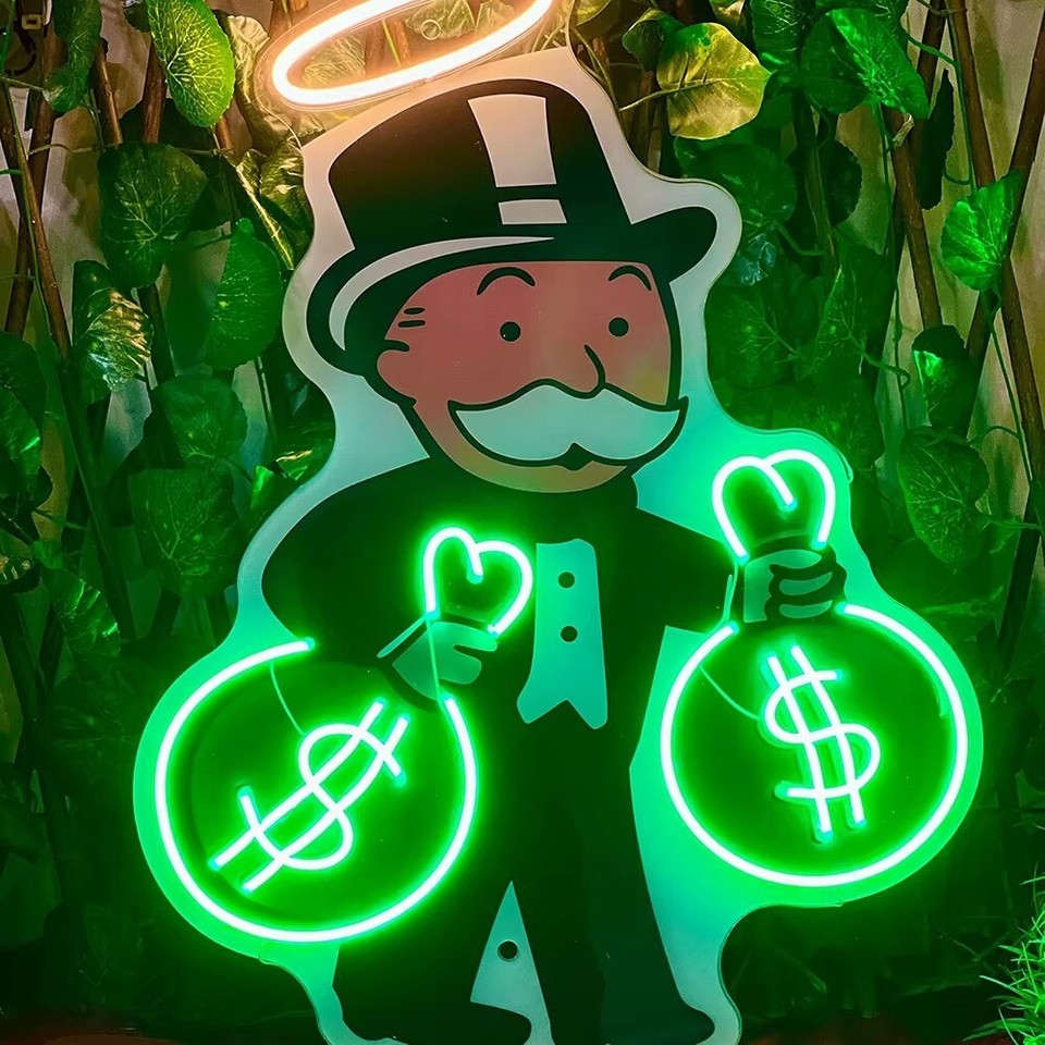 Neon Monopoly Man Money Sign Custom Neon Signs Wall Art Led Neon Light ...