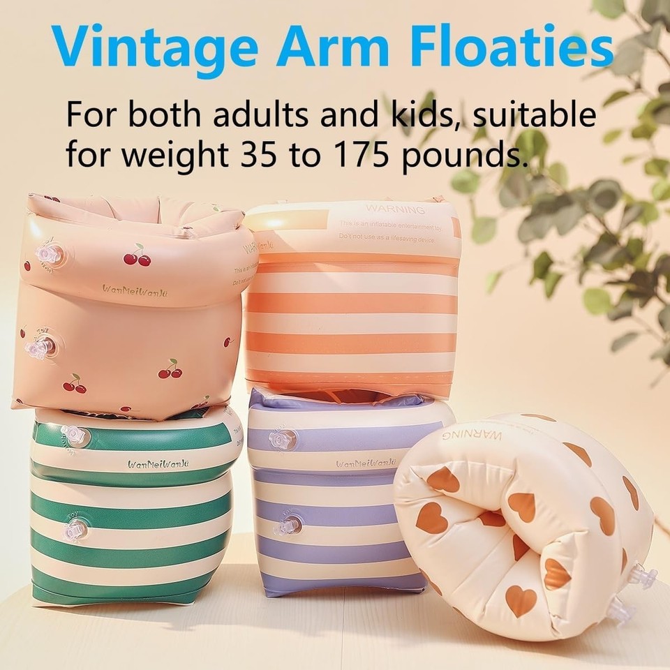 Arm Floaties for Kids and Adults - Vintage Striped Pool One Size, Blue ...