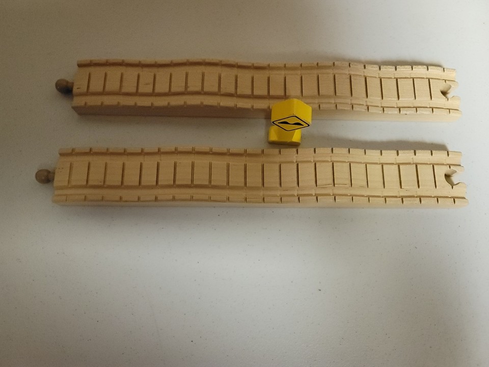 Thomas Wooden Bumpy Track 12" long X 2 & Bump Hill Caution Sign VG ...
