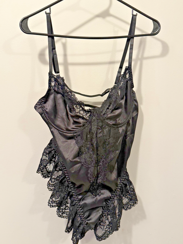 Vtg Style Frilly Lace & 2nd Skin Satin Teddy Bodysuit Sissy Bridal ...