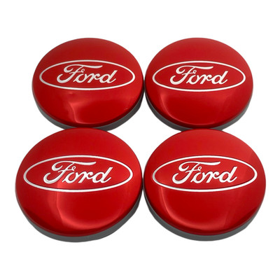 4x Wheel Center Caps Silver on Red Emblem Hubcaps Cover for Ford | eBay
