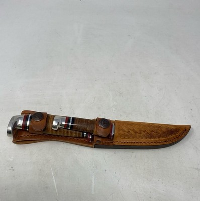 Case XX Twin Finn 2-Knife Hunter Set, Brown Stacked Leather, 5" & 3-1/8 ...