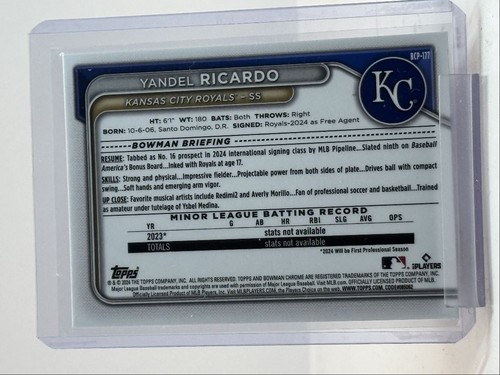 YANDEL RICARDO 2024 BOWMAN CHROME 1ST SAPPHIRE EDITION ROYALS Q3369 | eBay