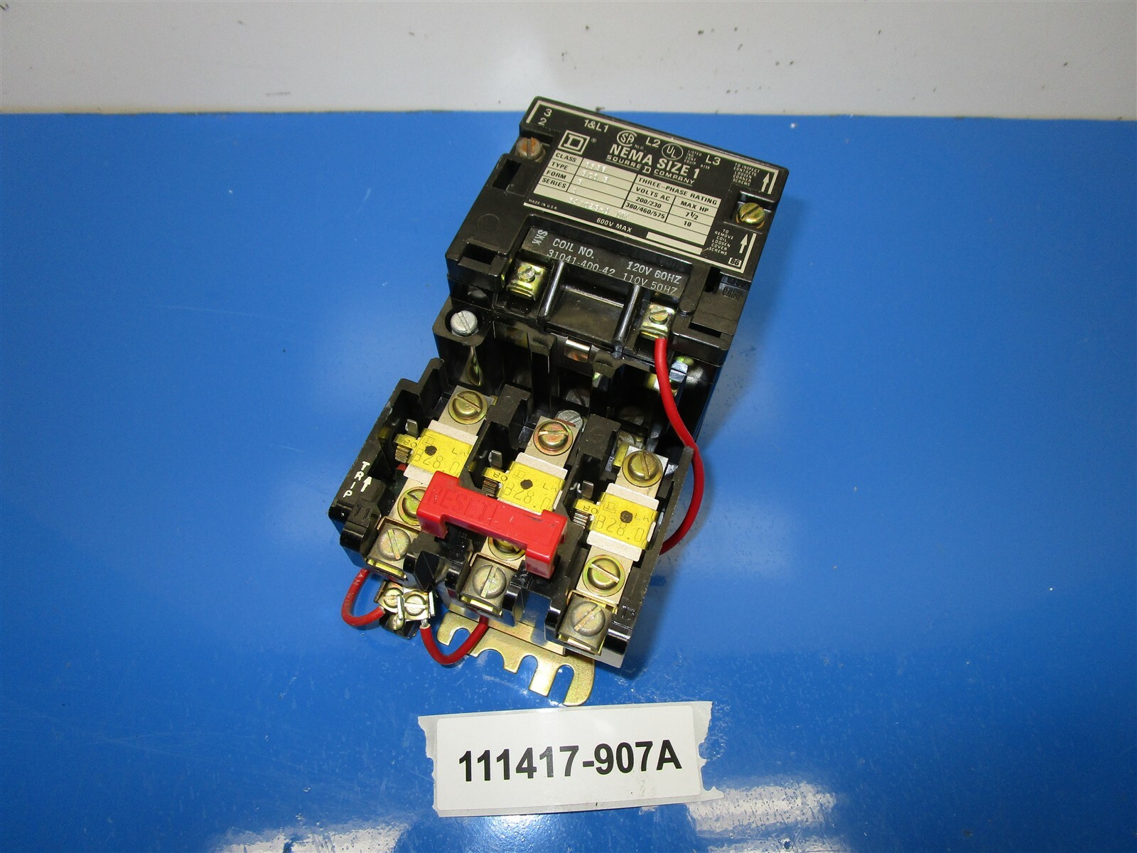 Square D 8536-SCO-3 Size 1 Motor Starter 120v coil With Overloads ...