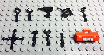 Lego Black Mechanic Tools,Toolbox Set Lug,Wrench,Screw driver,Drill ...
