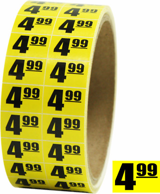 4.99 $5 Sale Discount Price Labels Stickers DAY-GLO YELLOW .75"x.5 ...