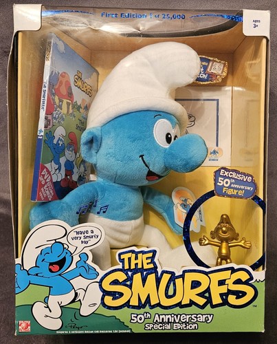 Smurfs 50th anniversary Special Edition Plush, DVD & Collectable figure ...