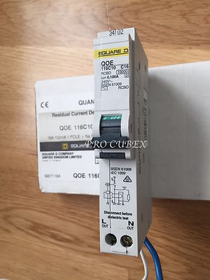 SQUARE D 16A 100MA QOE116C10 TYPE C C16 1 POLE RCBO QOE | eBay UK