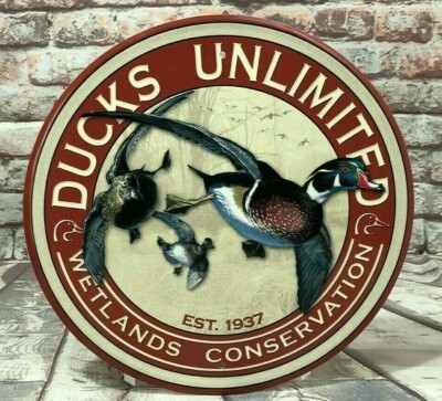 Ducks Unlimited Round Metal Sign for Man Cave, Garage, Bar, Cabin or ...