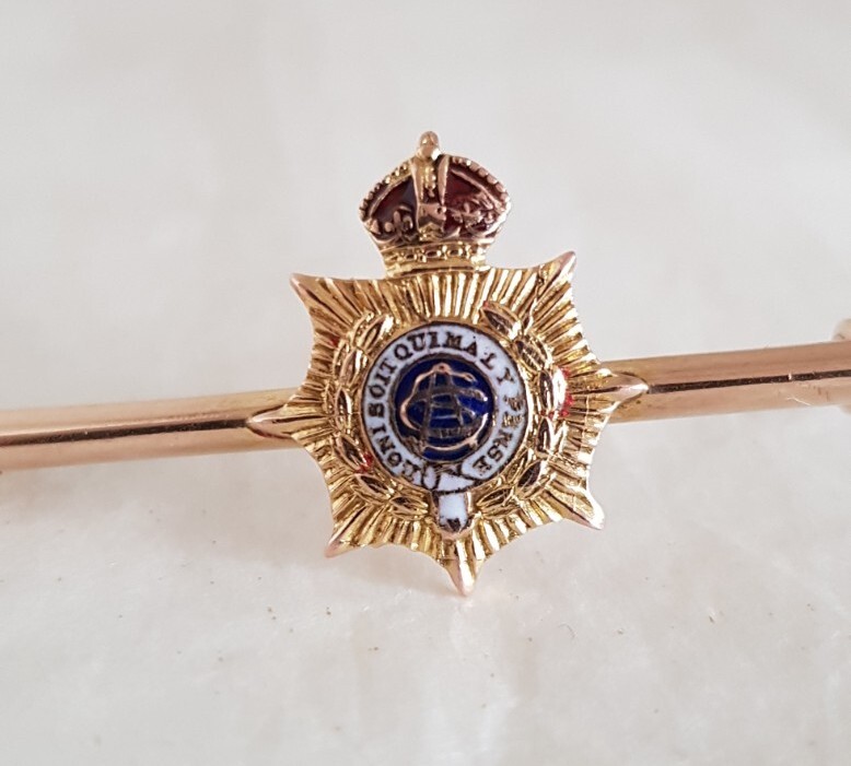 Antique 9ct Yellow gold bar brooch. "The Army Service Corps. " | eBay UK