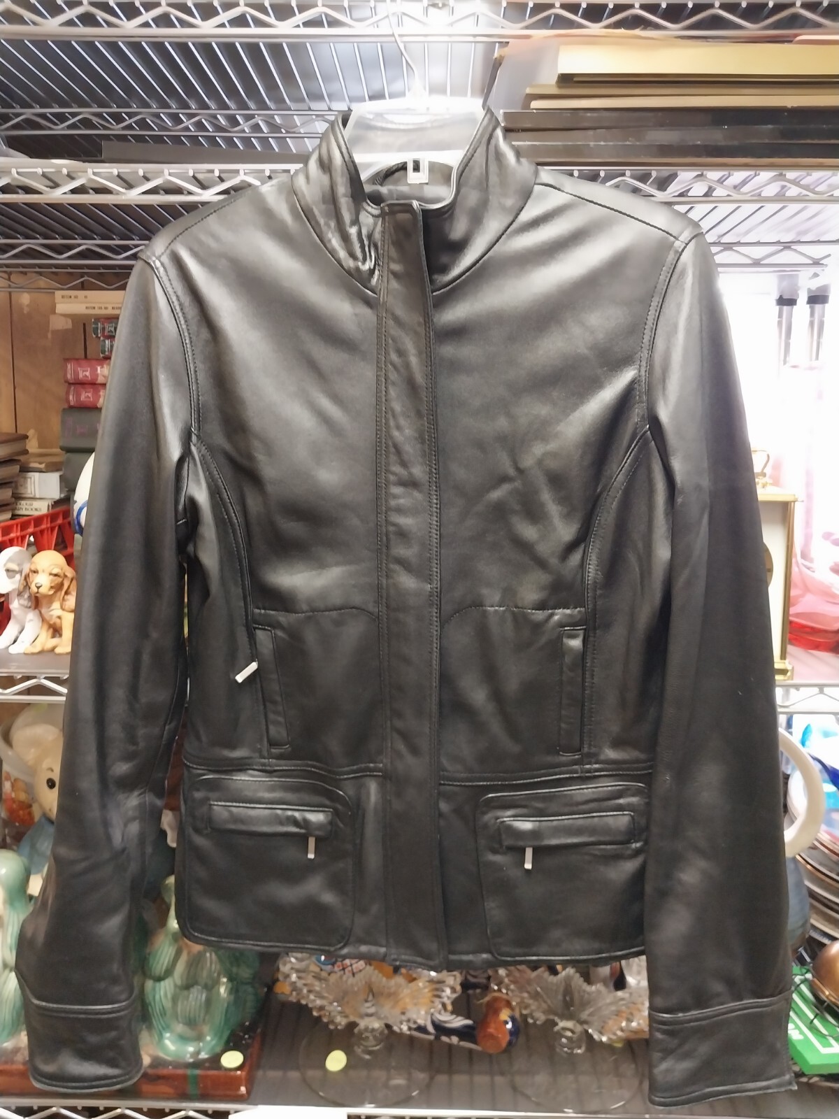 John Paul Richard Black Uniform Leather Jacket Size M… - Gem