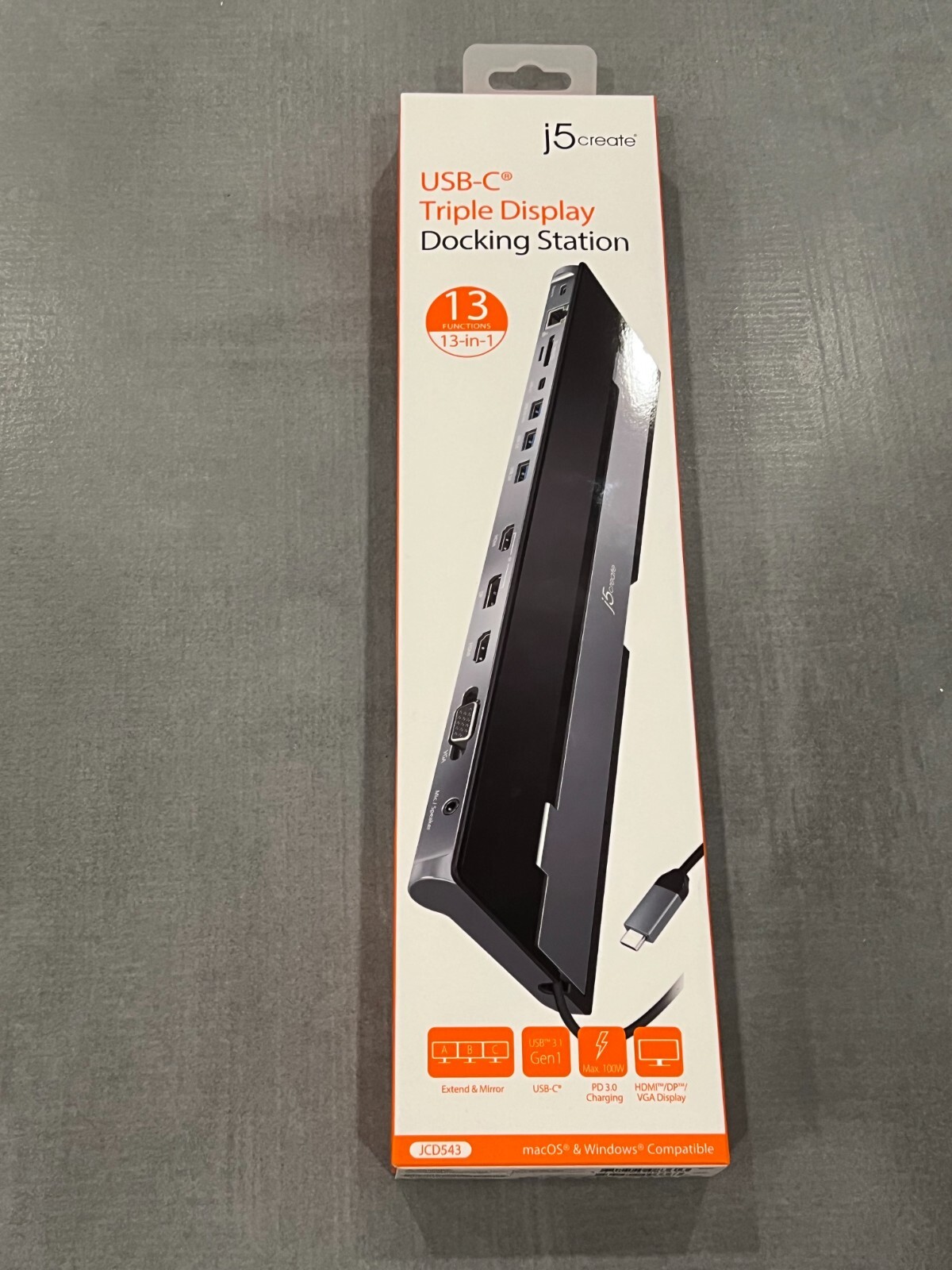 j5create JCD543 USB-C Triple Display Docking Station with 100W PD Fast ...