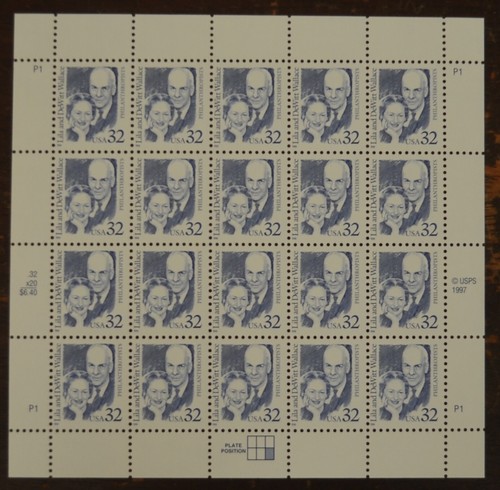 US Scott #2936 32c Lilia and DeWitt Wallace Stamp Sheet of 20 MNH | eBay