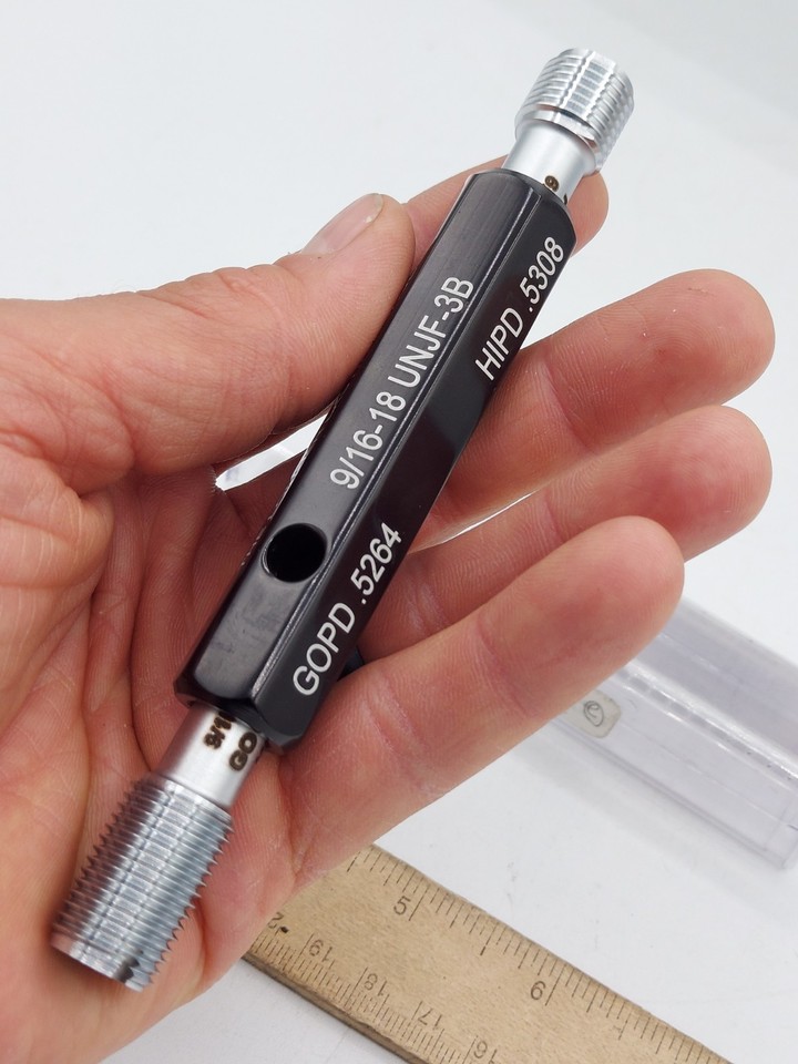 HEMCO 9/16-18 UNJF-3B Thread Plug GAGE GO NO GO P.D.'S = .5264 & .5308 ...