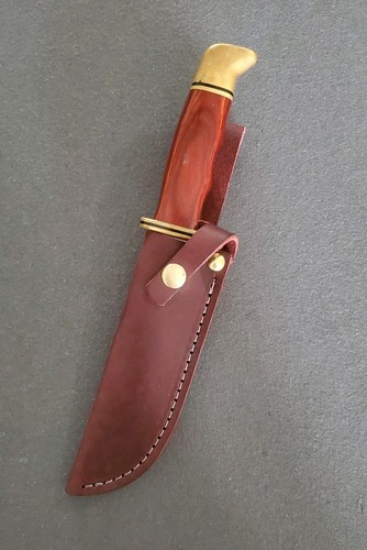 Custom sheath fits Buck 119 Knife. Red Brown . Heavy leather. left hand ...