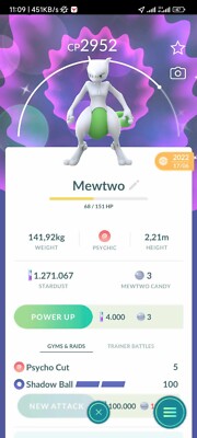 Pokemon Trade Go -- Shiny Mewtwo 3000+CP & Legacy move Shadow Ball | eBay