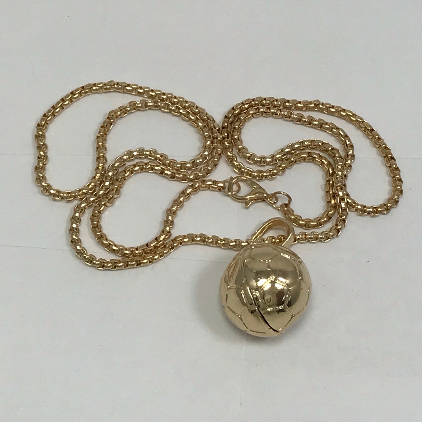 14k Gold Plated Succor Ball Shinny Pendant Necklace Link Chain Sports ...