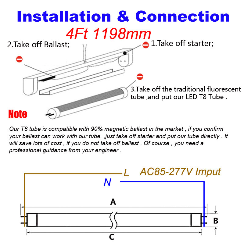 25 Pack T8 4 FT G13 Bi Pin Led Tube Light Bulbs 72W 4 Foot Led Shop ...