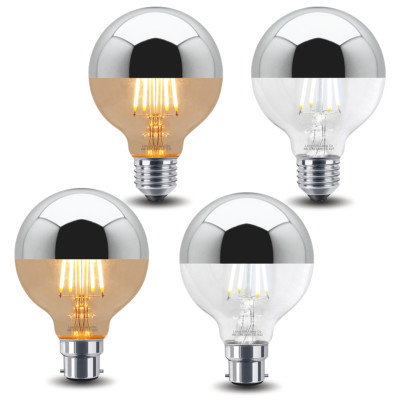 4W LED G80 CROWN SILVER Light Bulb Unique Mirror Top Style B22 or E27 ...