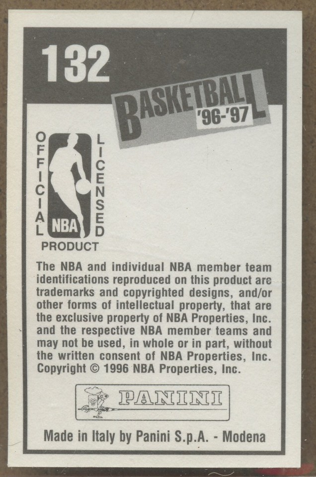 1996-97 Panini Basketball Stickers #132 Oliver Miller Toronto Raptors ...