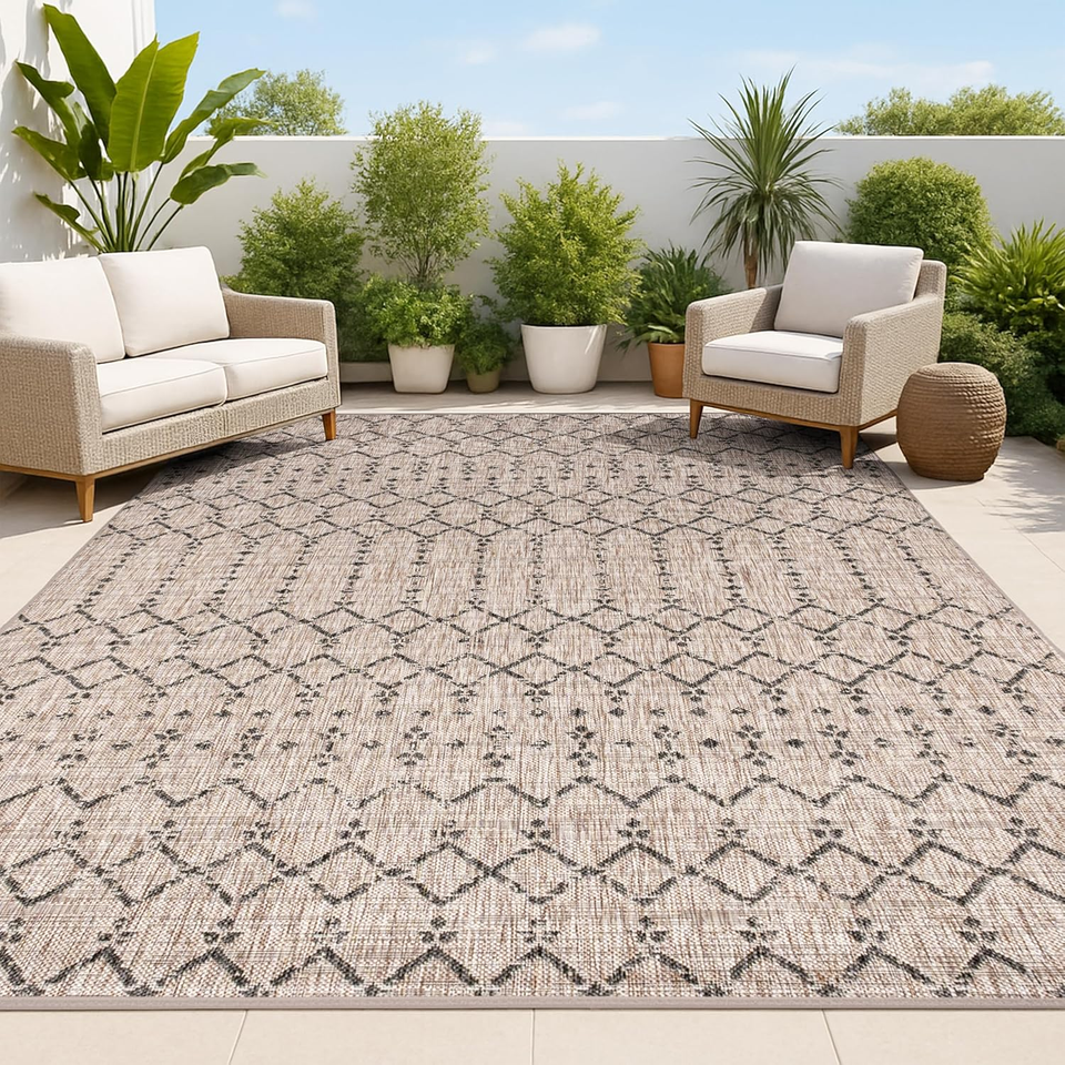 JONATHAN Y Moroccan Geometric Indoor Outdoor Area Rug 8X10 Natural ...