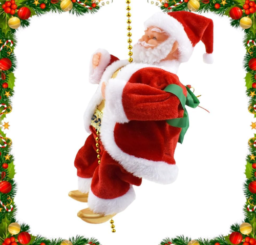 Santa Claus Musical Climbing Rope, Animated Battery Operated Christmas ...