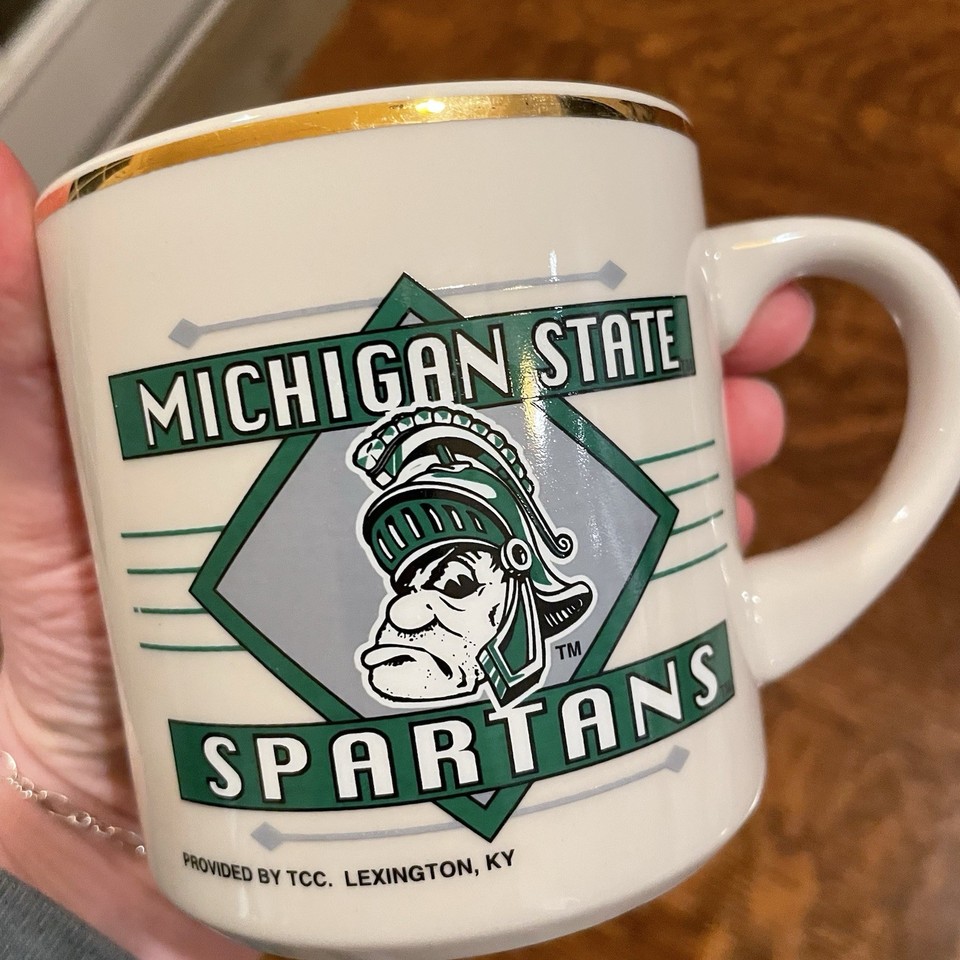 Michigan State MSU Vintage Coffee Mug Spartans White Green Logo | eBay