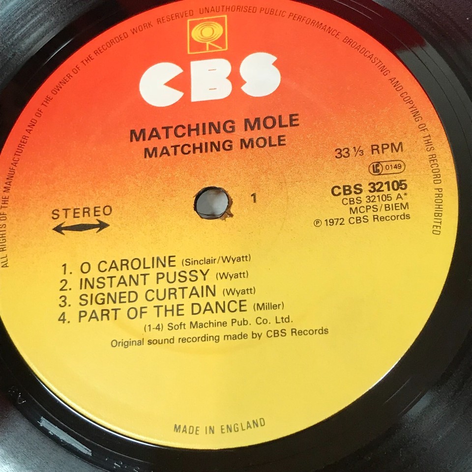 Matching Mole 1978 UK vinyl LP Robert Wyatt debut David Sinclair ...