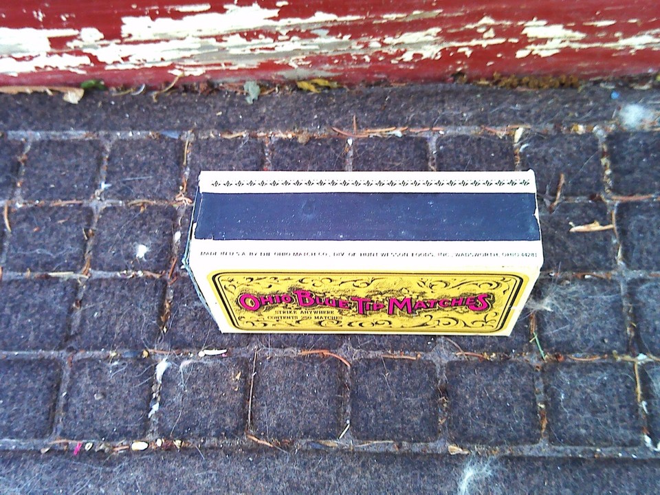 Vtg Ohio Blue Tip Wooden Kitchen Matches Strike Anywhere Yellow Box 250 ...