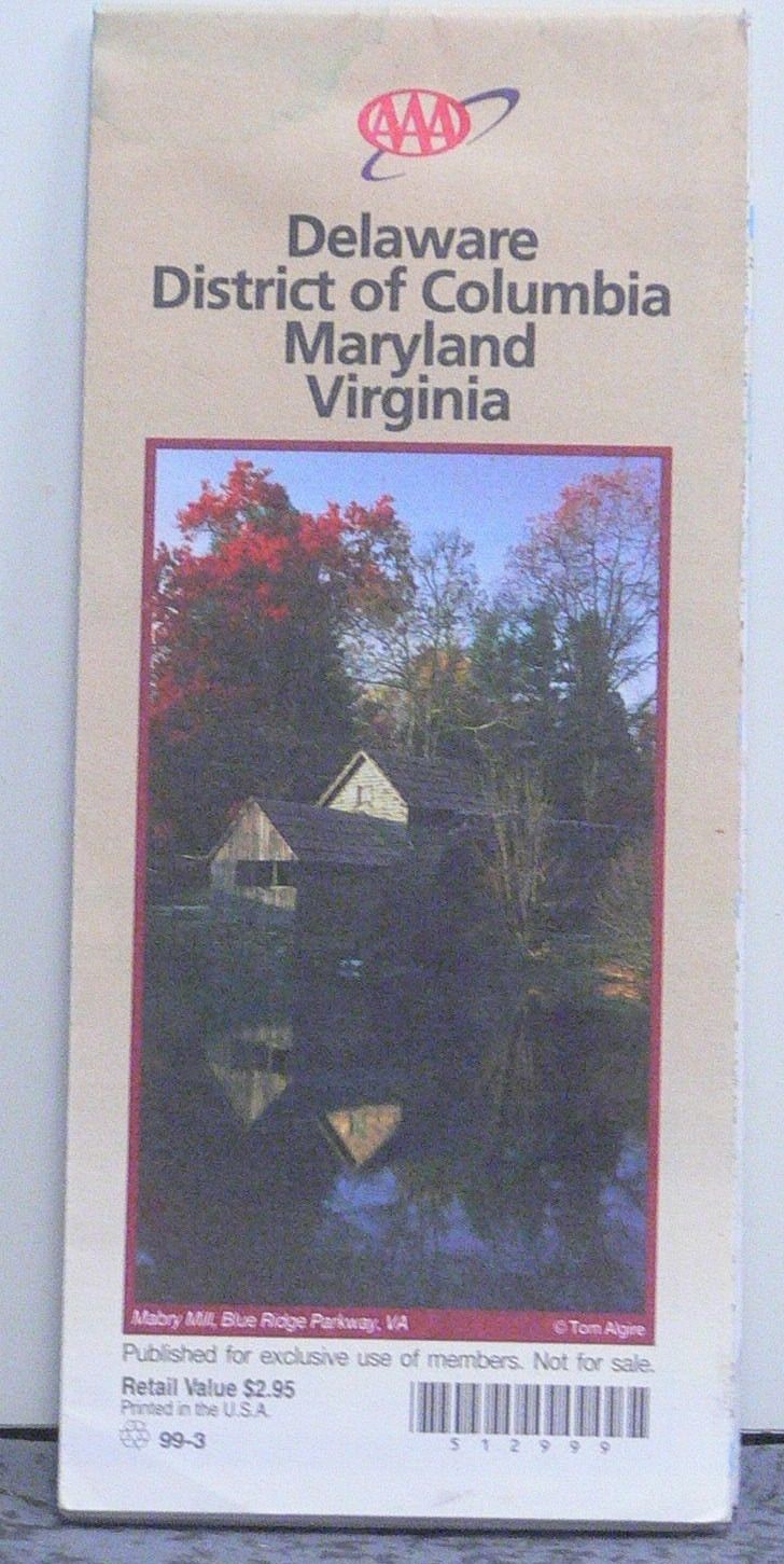 1999 AAA Road Map of Delaware, District of Columbia, Maryland and ...