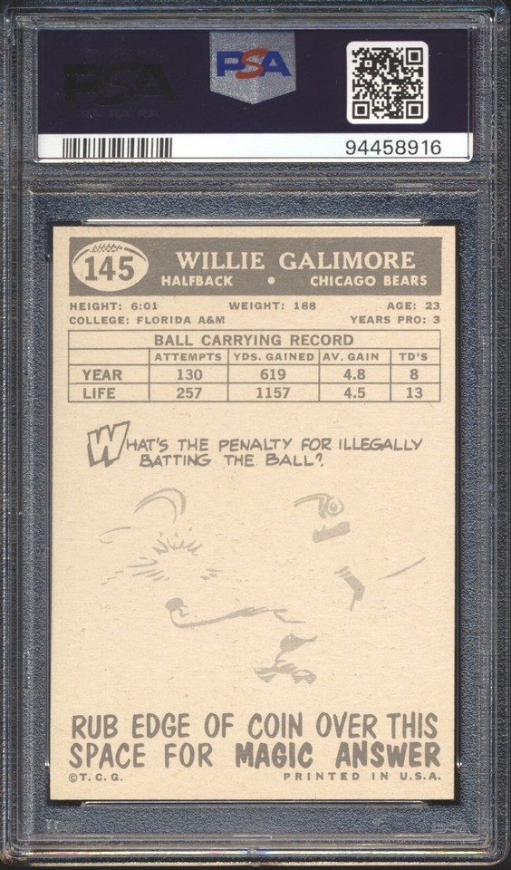 1959 Topps Football Willie Galimore #145 PSA 8 BEARS NM-MT SET BREAK | eBay