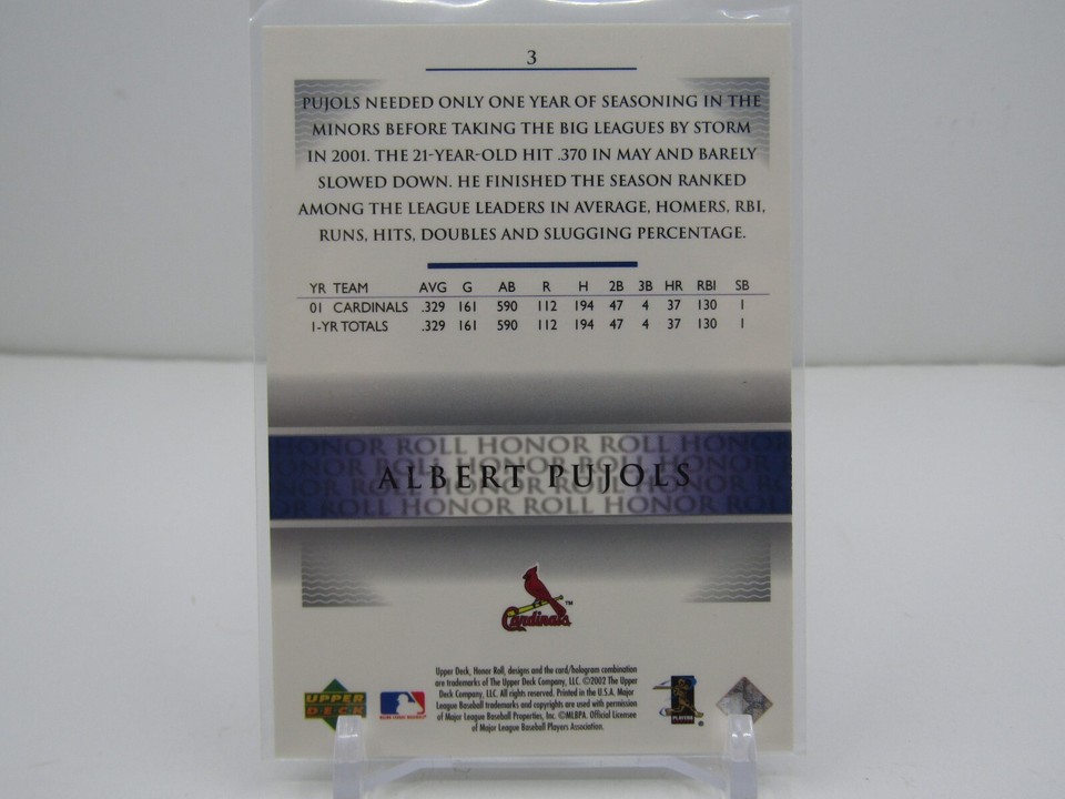 ALBERT PUJOLS 2002 UPPER DECK HONOR ROLL DREAM! ST. LOUIS CARDINALS ...