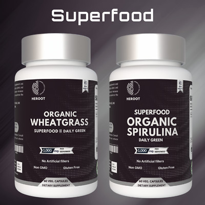 Superfood Spirulina Wheatgrass Cap Digestive & Liver Health Boost ...