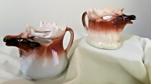2 VINTAGE 1960 CZECHO SLOVAKIA MOOSE CREAMER PITCHERS PORCELAIN | eBay